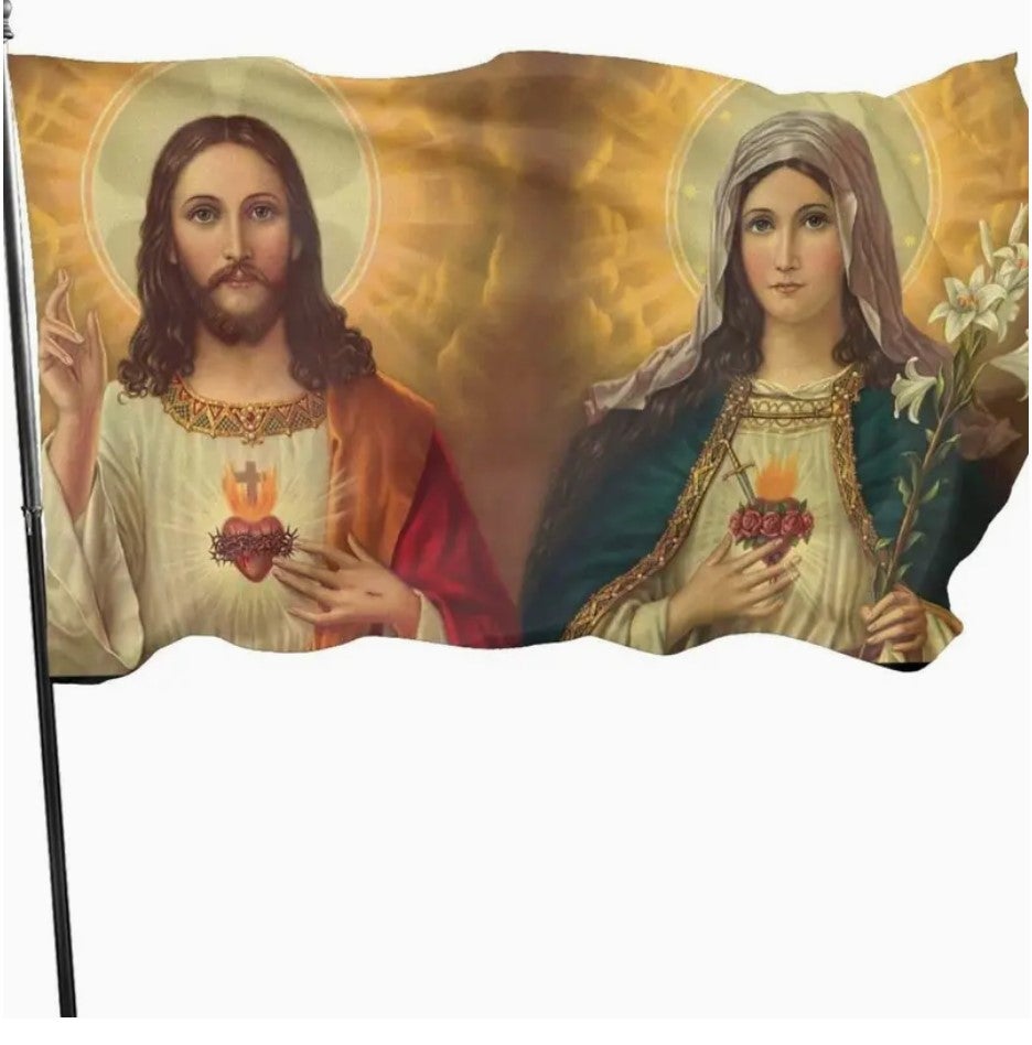 Sacred Heart of Jesus / Immaculate Heart of Mary Flag, 3'x5' | Custom ...