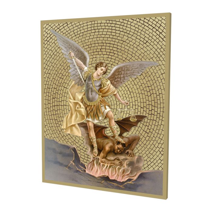 8X10 GOLD STAMPED MOSAIC PLAQUE OF ST MICHAEL. Made in Italy. | Custom ...