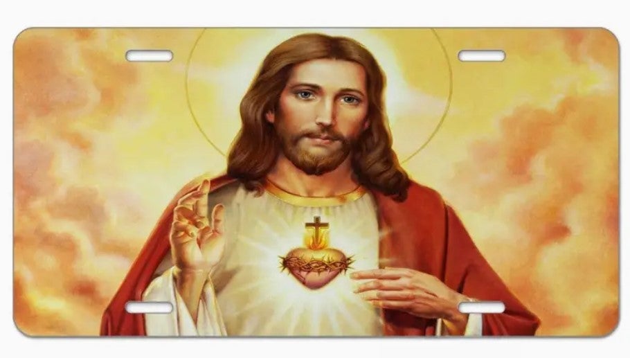 Sacred Heart of Jesus License Plate | Custom Rosaries and Religious ...
